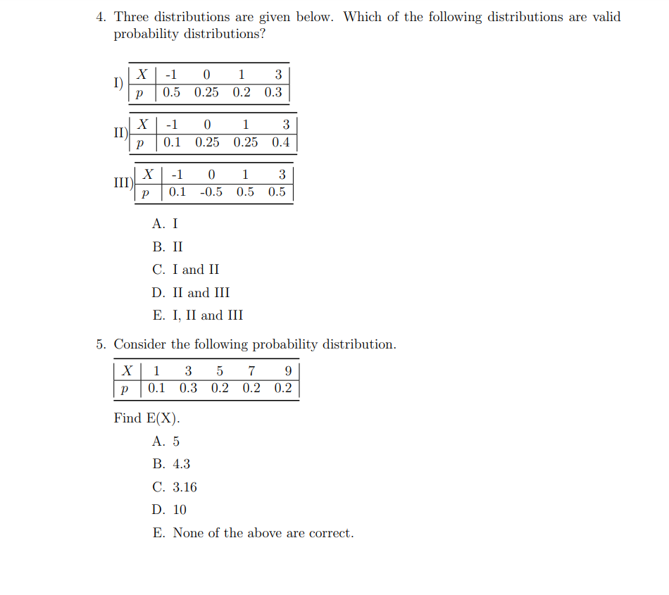 Solved 4. Three distributions are given below. Which of the | Chegg.com