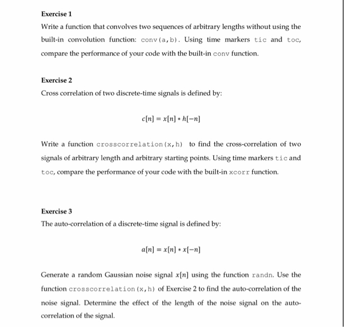 Solved Exercise 1 Write a function that convolves two | Chegg.com