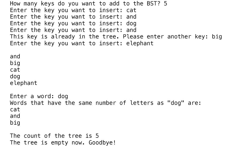 Solved a C++ program that creates a binary search tree based | Chegg.com