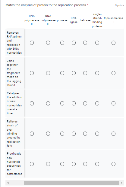 Solved Match the enzyme of protein to the replication | Chegg.com