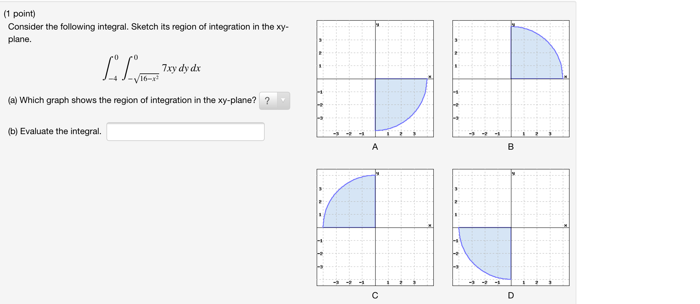 Solved (1 point) Consider the following integral. Sketch its | Chegg.com