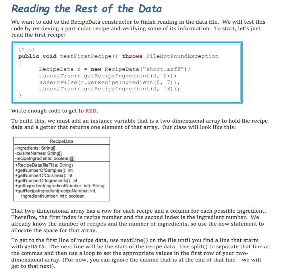 Solved Reading the Rest of the Data We want to add to the | Chegg.com