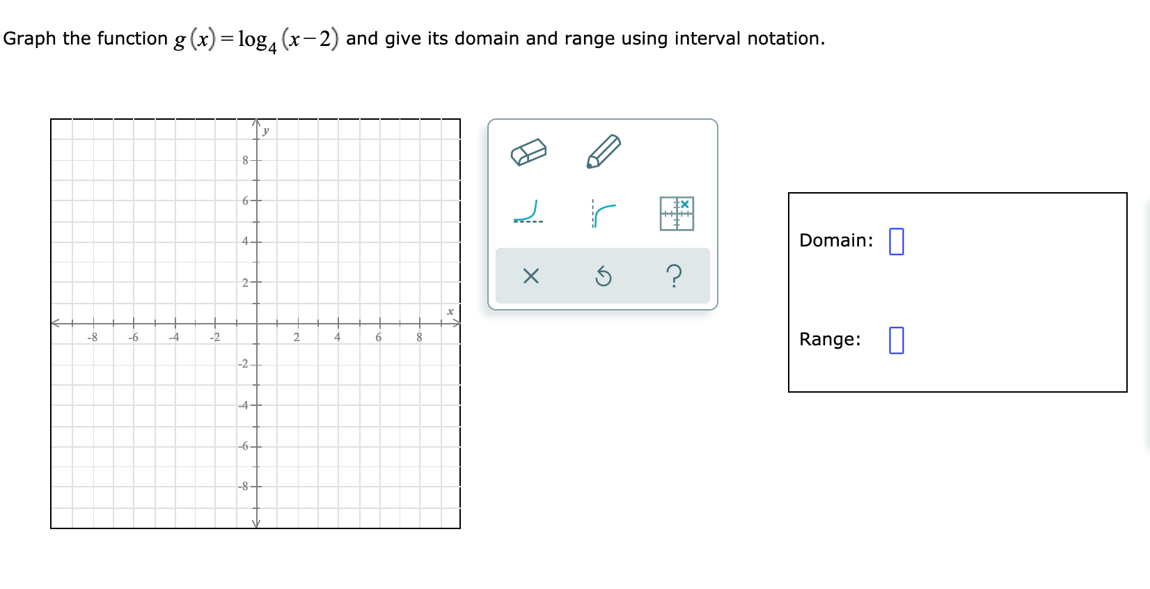 Solved Graph the function g(x)= log2 (x-2) and give its | Chegg.com