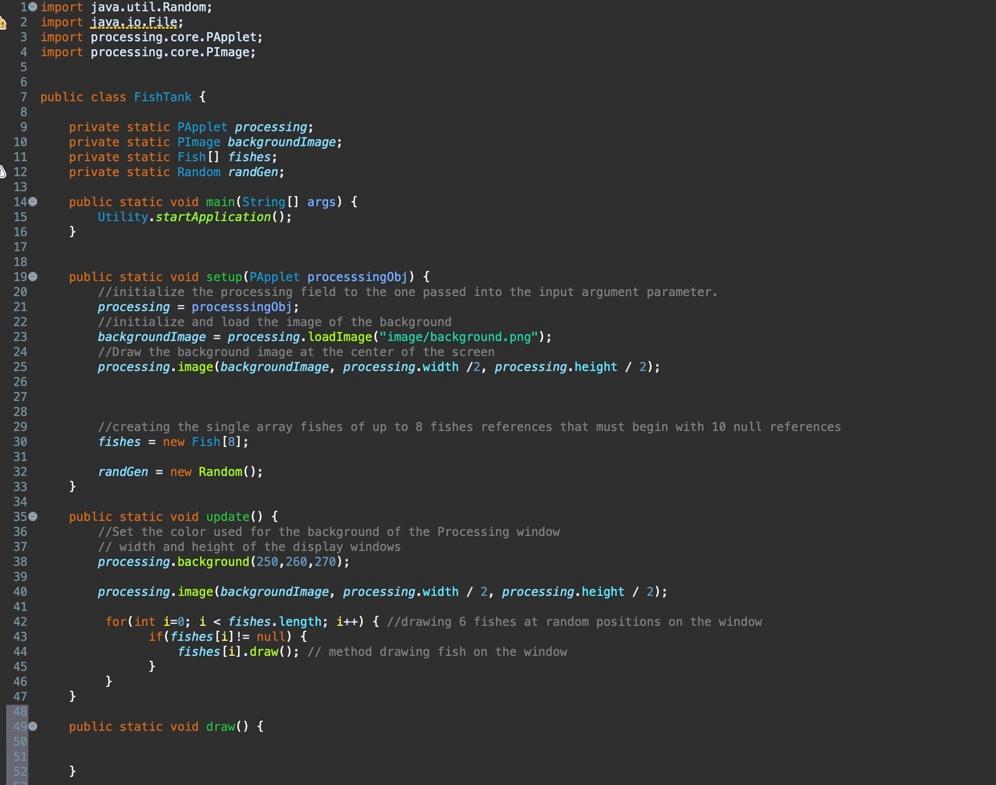 How can I draw the fish and fill out the draw method? | Chegg.com