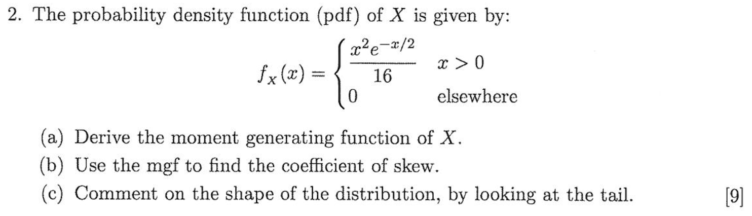 Solved 2. The probability density function (pdf) of X is | Chegg.com