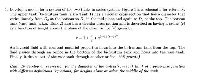 4. Develop a model for a system of the two tanks in | Chegg.com