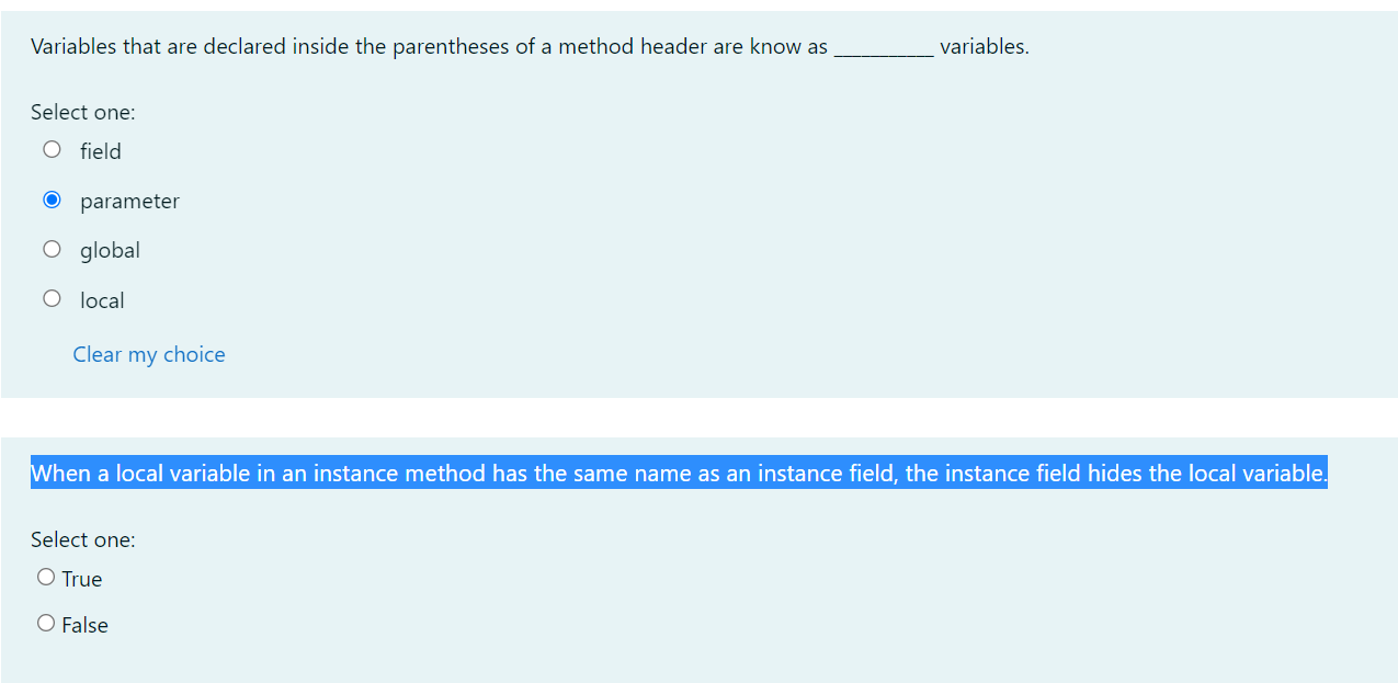 Solved Variables that are declared inside the parentheses of | Chegg.com