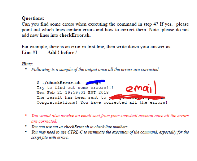 Solved Step 1: Create a new file named as checkError.sh (vi | Chegg.com