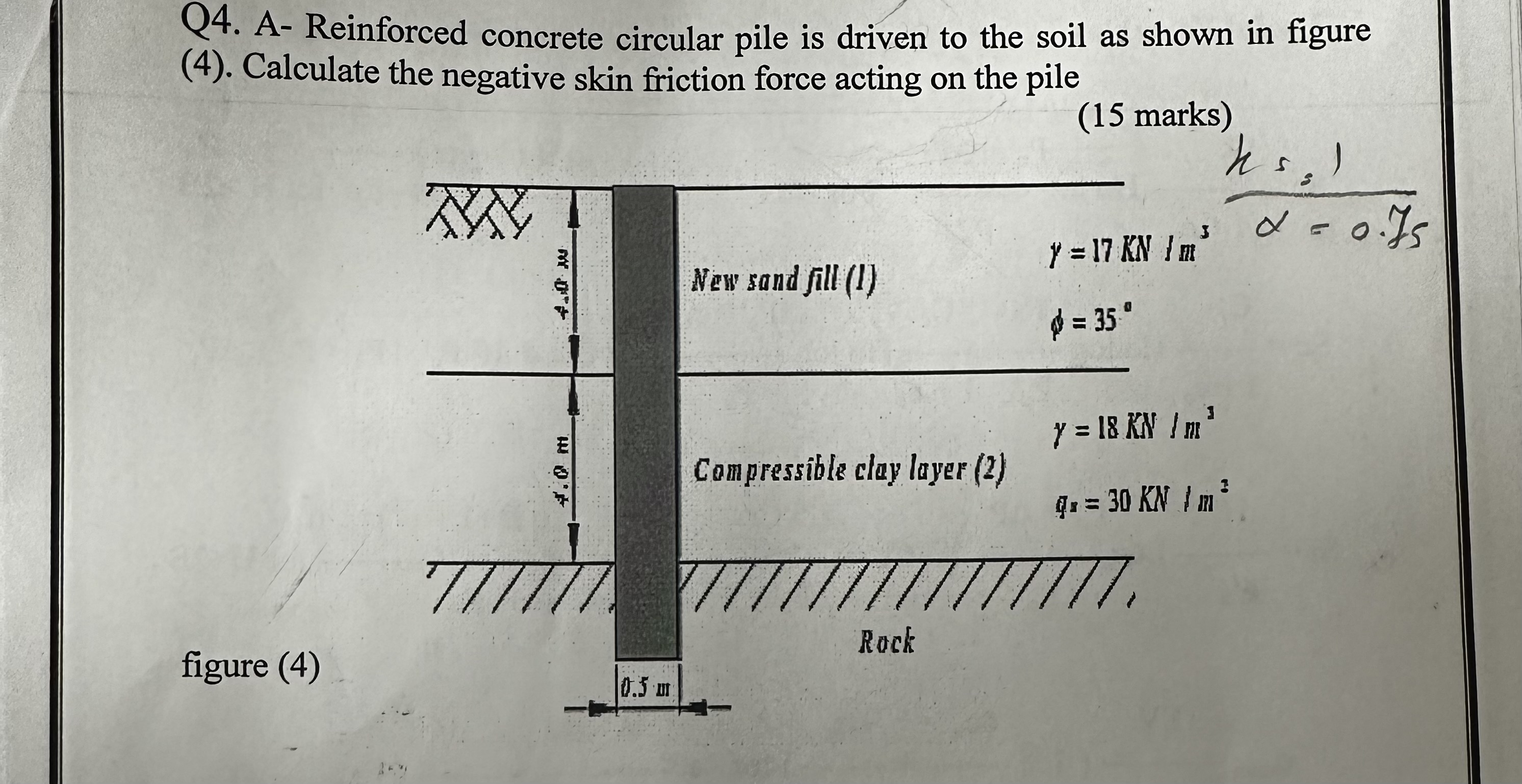 Solved Q4. A- Reinforced concrete circular pile is driven to | Chegg.com