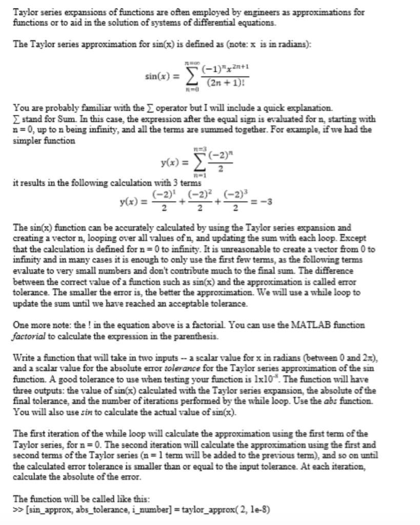 Solved Taylor series expansions of functions are often | Chegg.com
