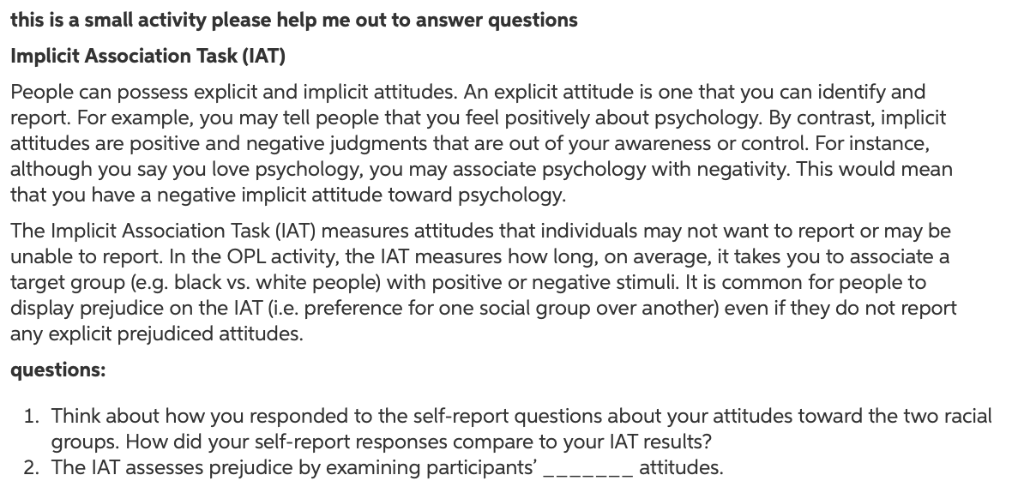 Solved this is a small activity please help me out to answer | Chegg.com