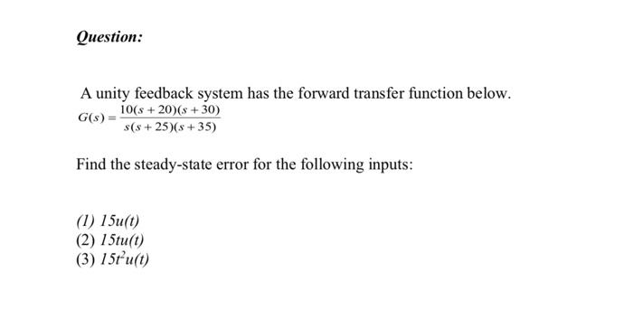 Solved Question A Unity Feedback System Has The Forward