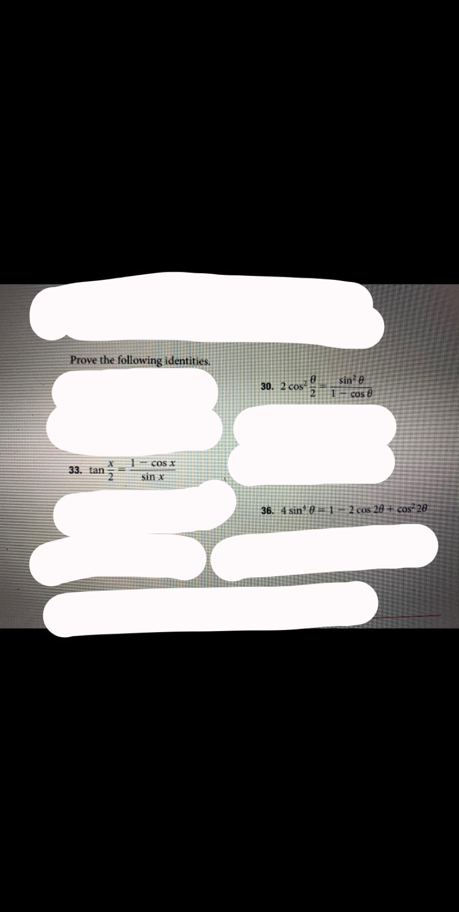 Solved prove the 5 identities and graph the 2 problems on | Chegg.com