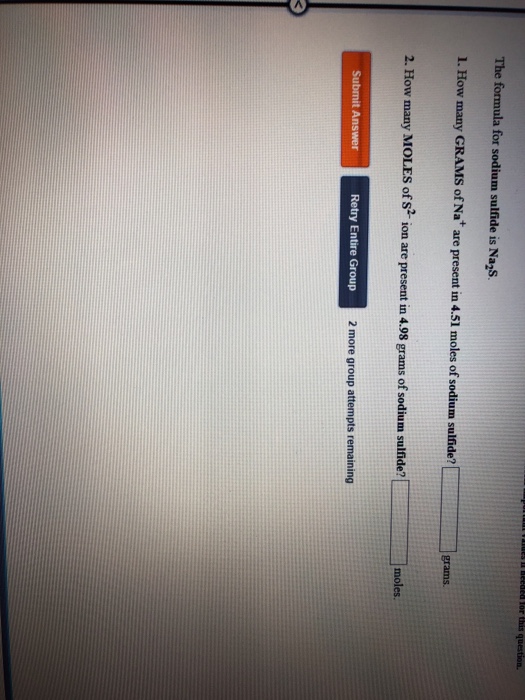 Solved The formula for sodium sulfide is Na2S 1. How many | Chegg.com