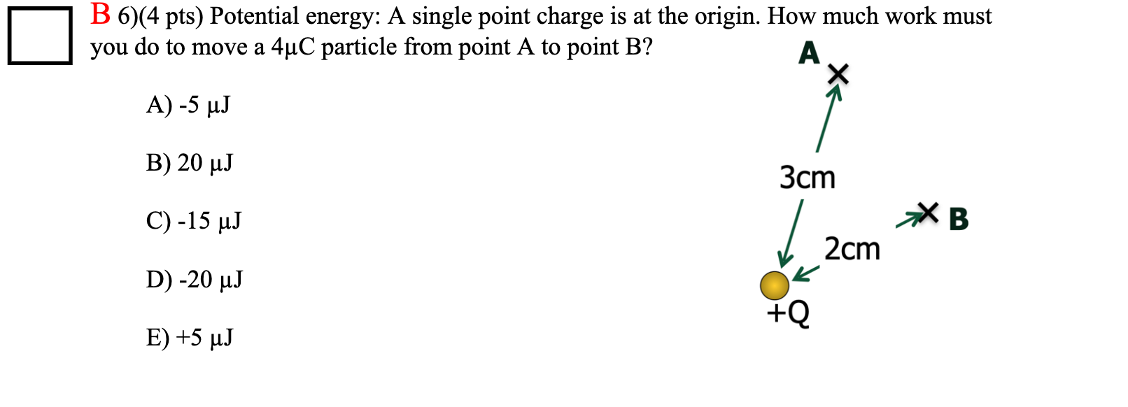 Solved B 6)(4 pts) Potential energy: A single point charge | Chegg.com
