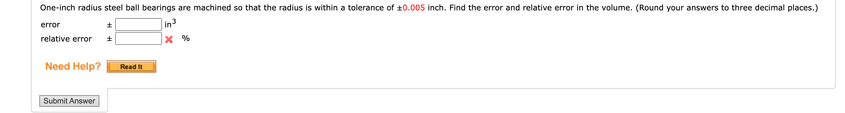 Solved error in 3 relative error \pm × \% | Chegg.com