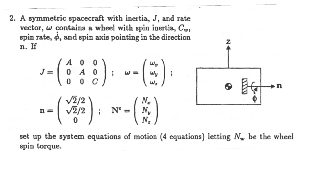 Solved 2 A Symmetric Spacecraft With Inertia J And Rate