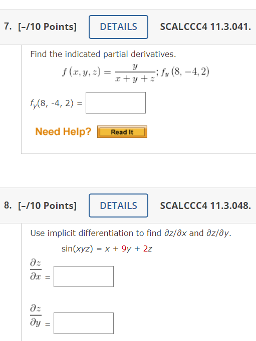 Solved 7. [-/10 Points] SCALCCC4 11.3.041. Find the | Chegg.com