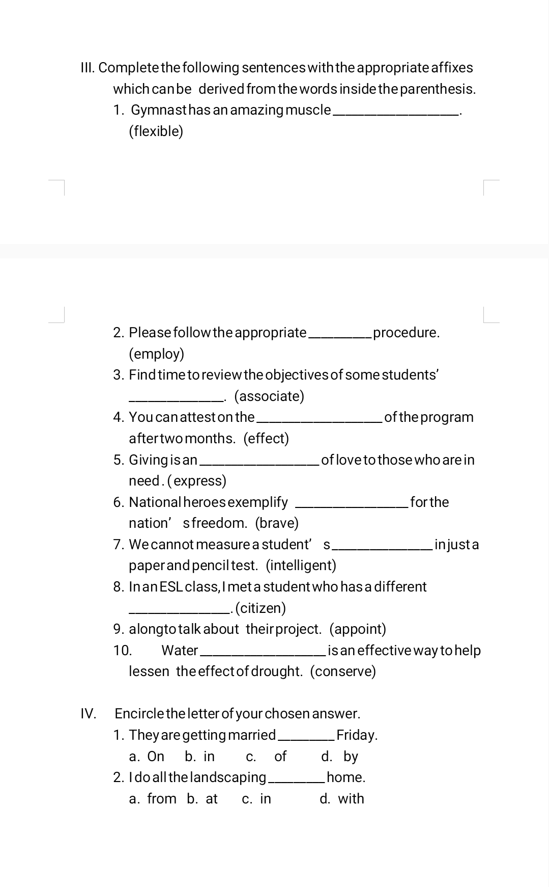I. WORD FORMATION - Formthe noun, adjective, and | Chegg.com