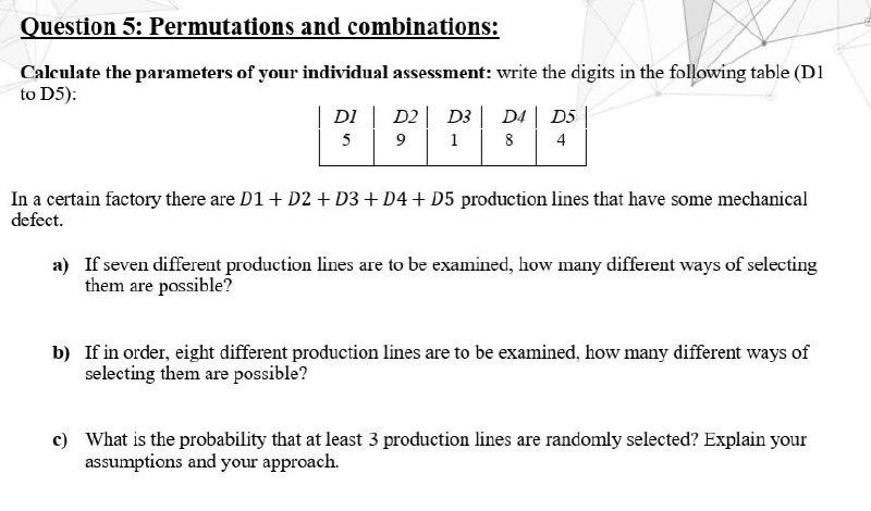 Solved Question 5: Permutations and combinations: Calculate | Chegg.com