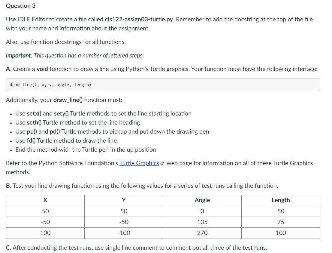 Solved Question 3 Use IDLE Editor to create a file called | Chegg.com