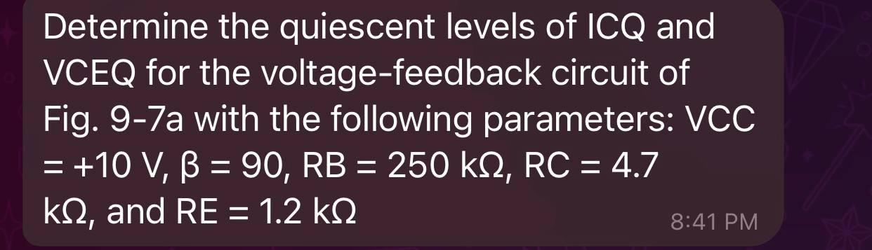Solved Determine the quiescent levels of ICQ and VCEQ for | Chegg.com