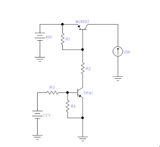 MJ4502 -40V R1 20A R2 R3 TIP 41 R4 12V | Chegg.com