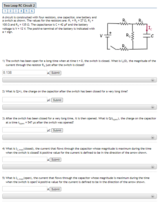 Solved Two Loop RC Circuit 2 1 2 3 4 5 6 A circuit is | Chegg.com