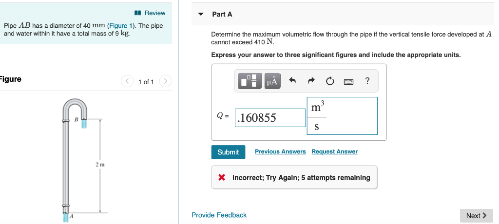 Solved Review Part A Pipe AB has a diameter of 40 mm (Figure | Chegg.com