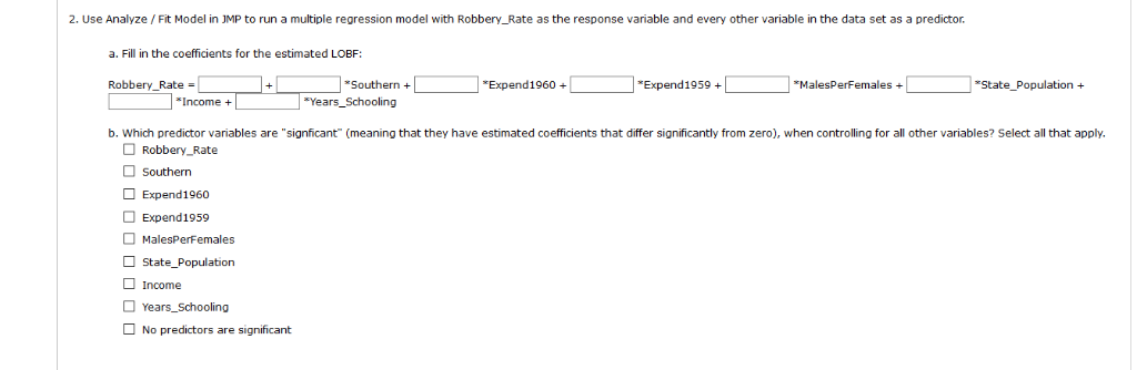Solved 2. Use Analyze Fit Model in JMP to run a multiple | Chegg.com