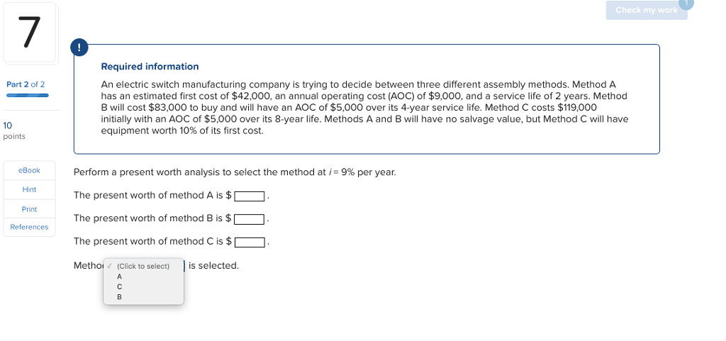 Solved Check my work 7 Required information Part 2 of 2 An | Chegg.com