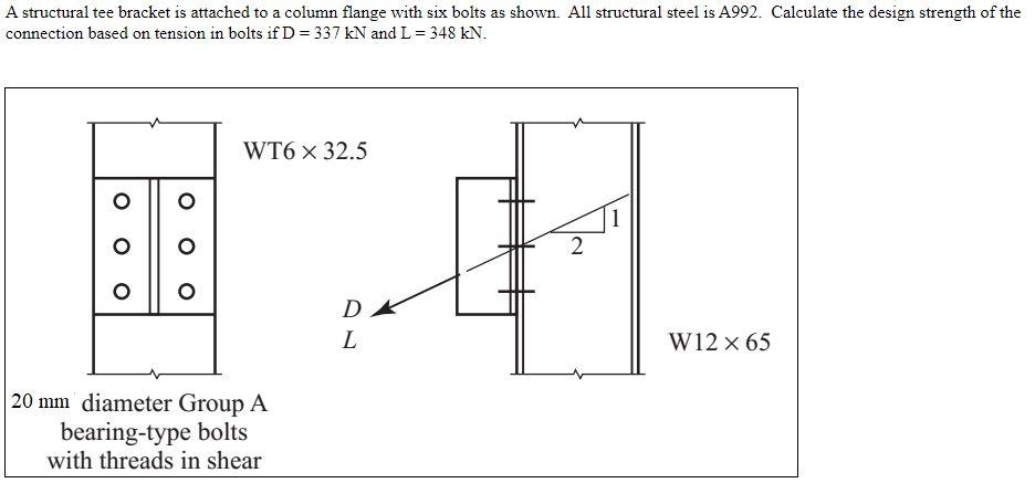 Solved A structural tee bracket is attached to a column | Chegg.com