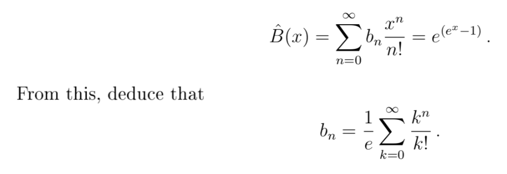 Solved 0O rn From this, deduce that bn k! k-0 | Chegg.com
