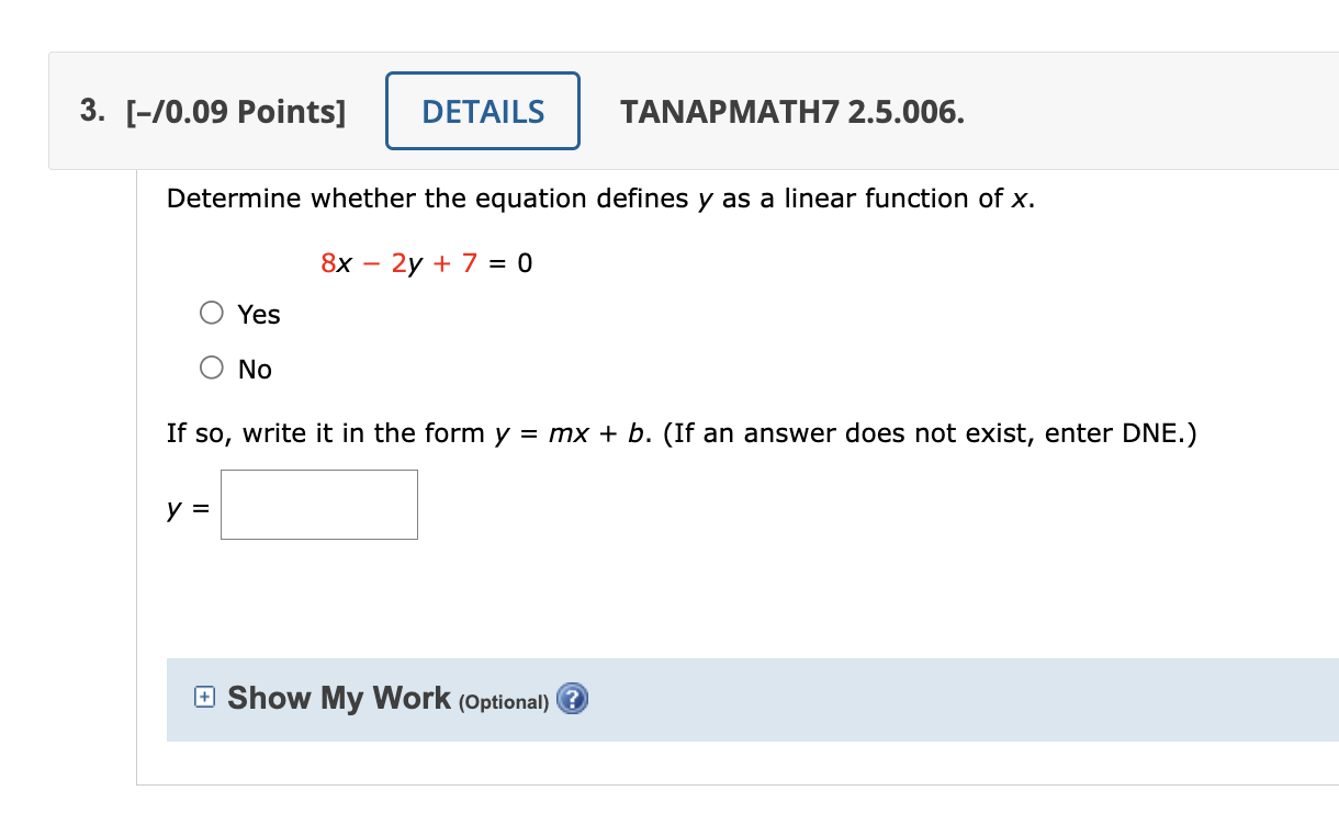Solved 3. [-/0.09 Points] DETAILS TANAPMATH7 2.5.006. | Chegg.com