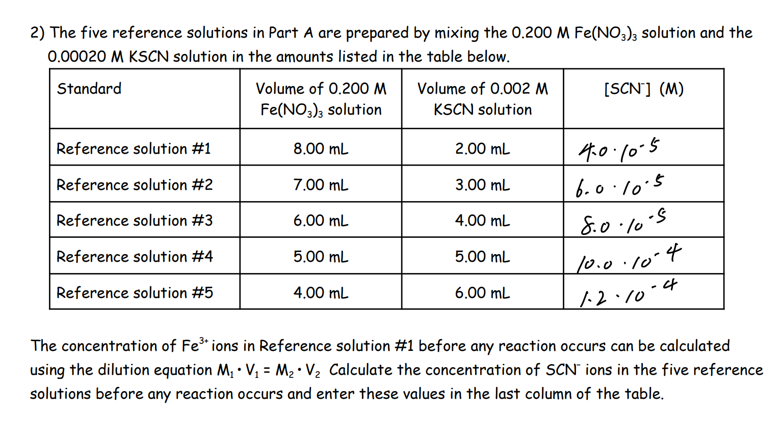 Solved 2) The five reference solutions in Part A are | Chegg.com