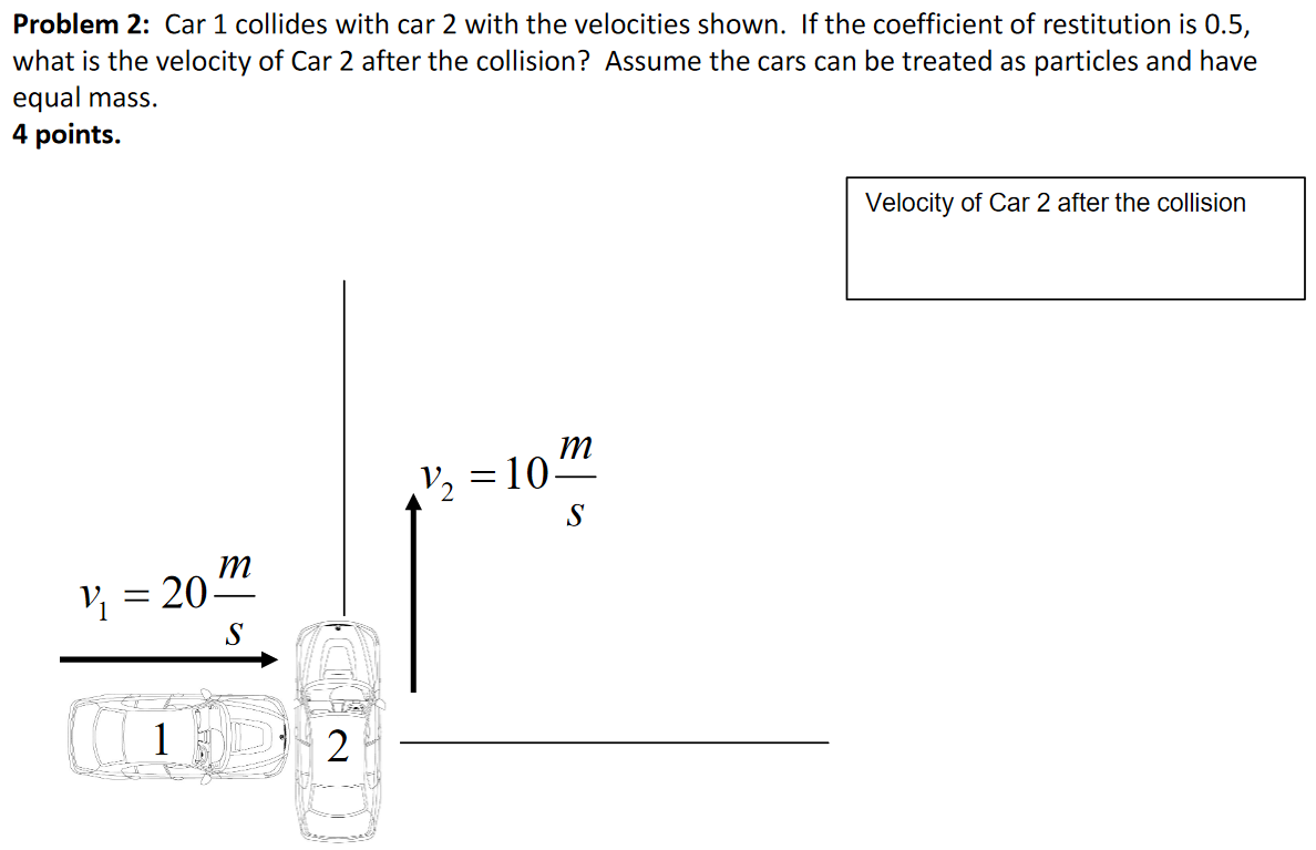 Solved Problem 2: Car 1 collides with car 2 with the | Chegg.com