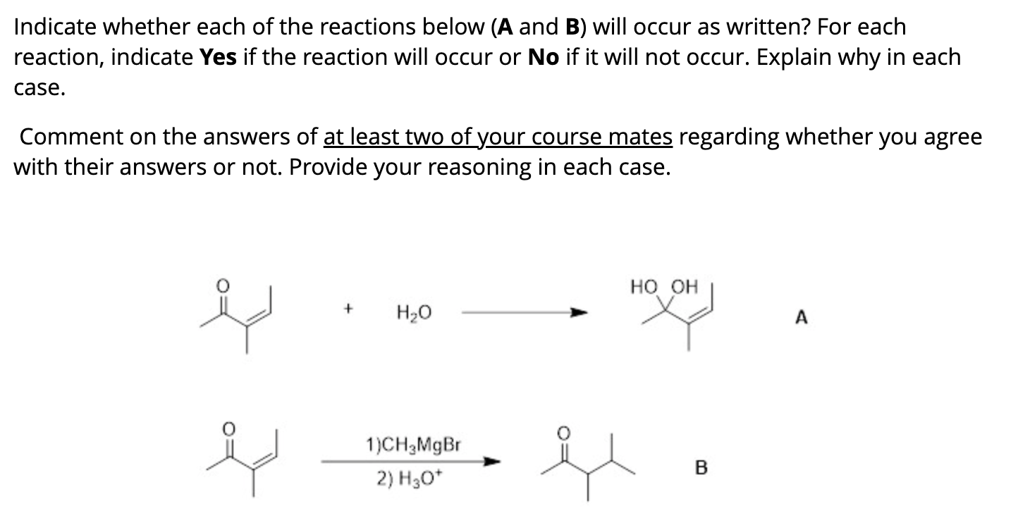 Solved Indicate whether each of the reactions below (A and | Chegg.com