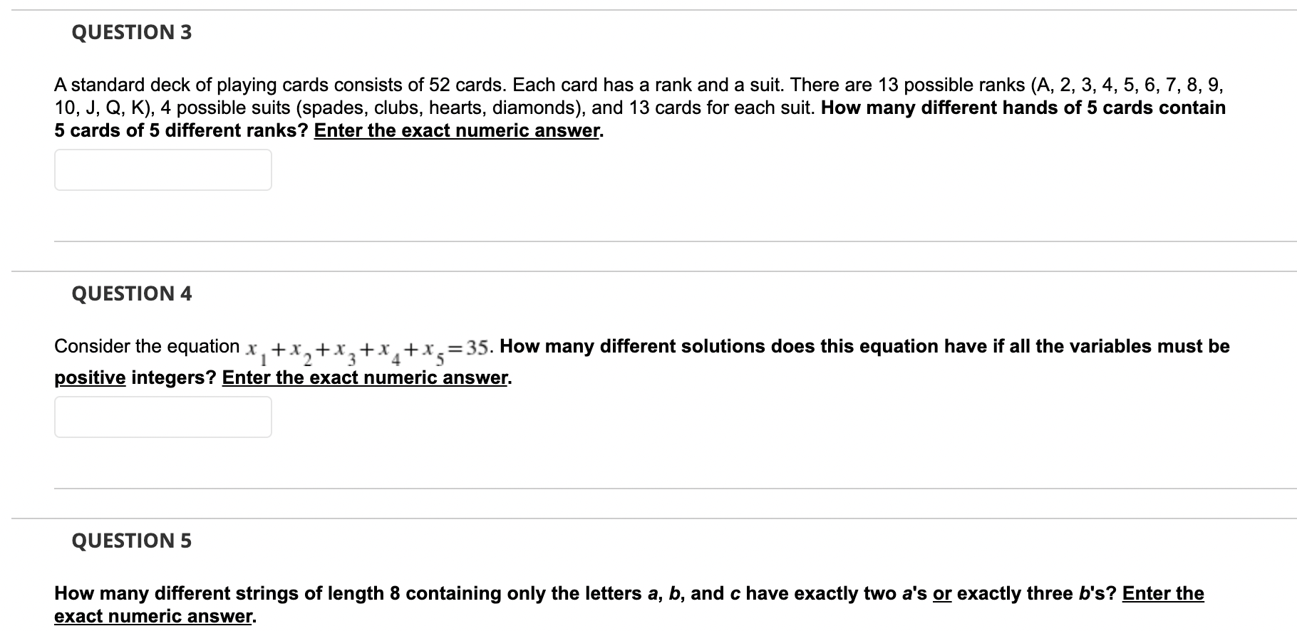 Solved QUESTION 3 A standard deck of playing cards consists | Chegg.com