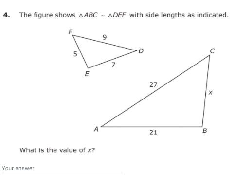 Solved 4. The figure shows AABC - ADEF with side lengths as | Chegg.com