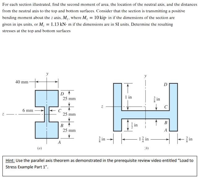 Solved For each section illustrated, find the second moment | Chegg.com