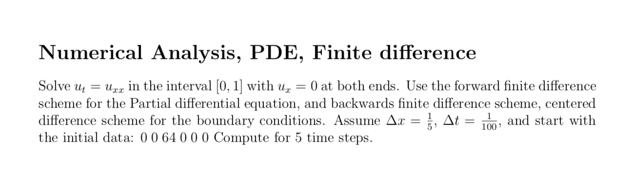Numerical Analysis, PDE, Finite difference Solve uy = | Chegg.com