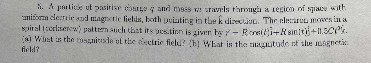 Solved 5. A particle of positive charge q and mass m travels | Chegg.com