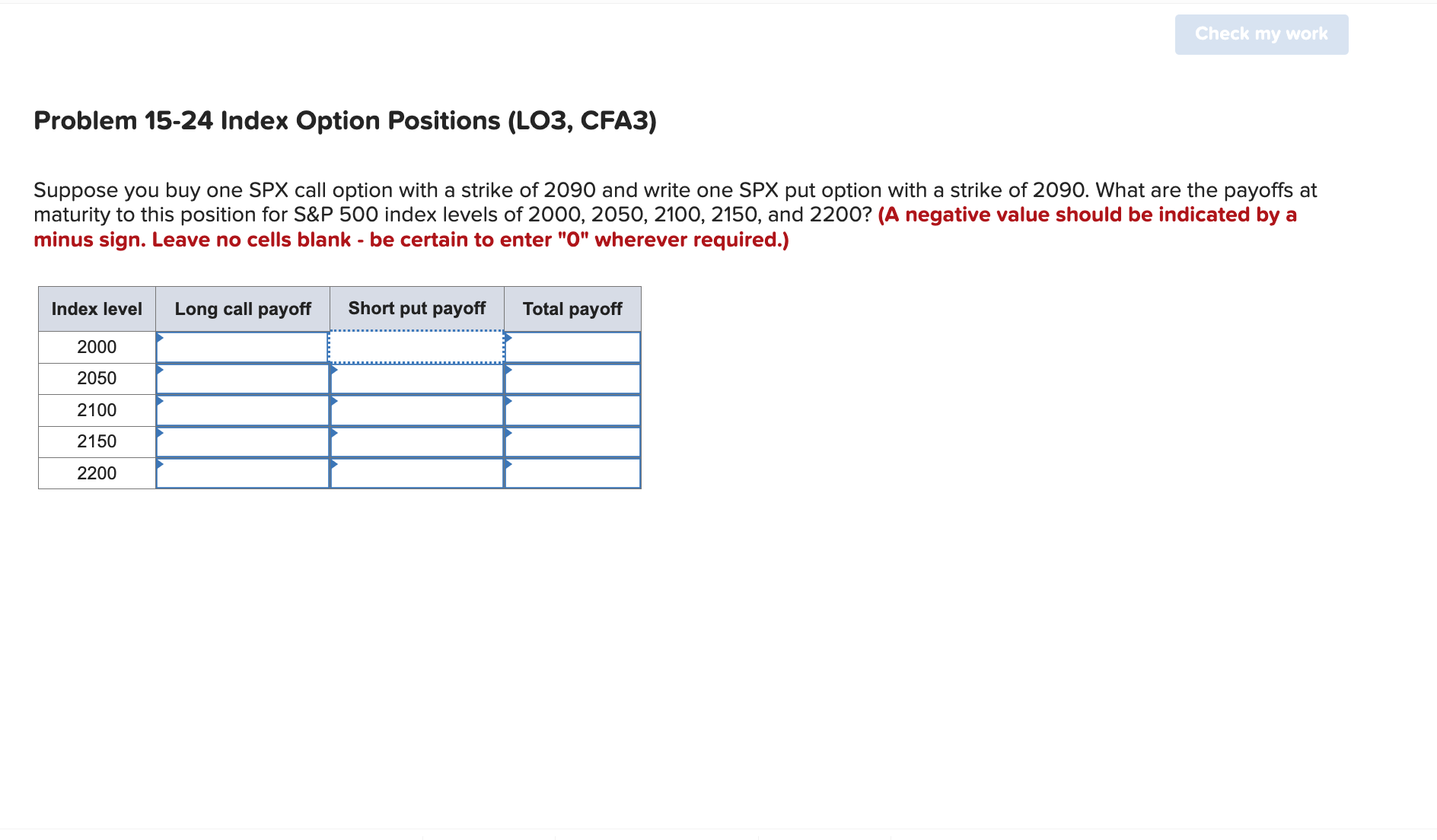 Solved Problem 15-24 Index Option Positions (LO3, CFA3) | Chegg.com