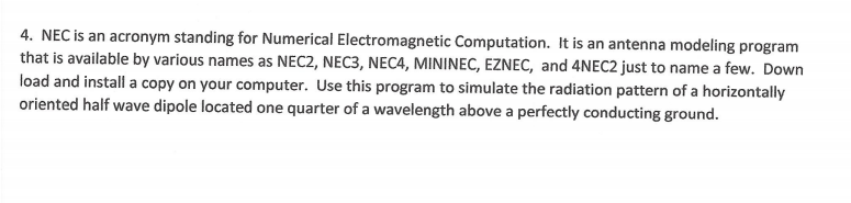 4. NEC is an acronym standing for Numerical | Chegg.com