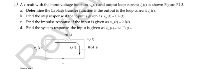 Solved 43 A Circuit With The Input Voltage Function V And