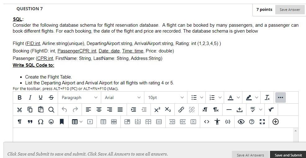 Solved QUESTION 7 7 points Save Answer SQL: Consider the | Chegg.com