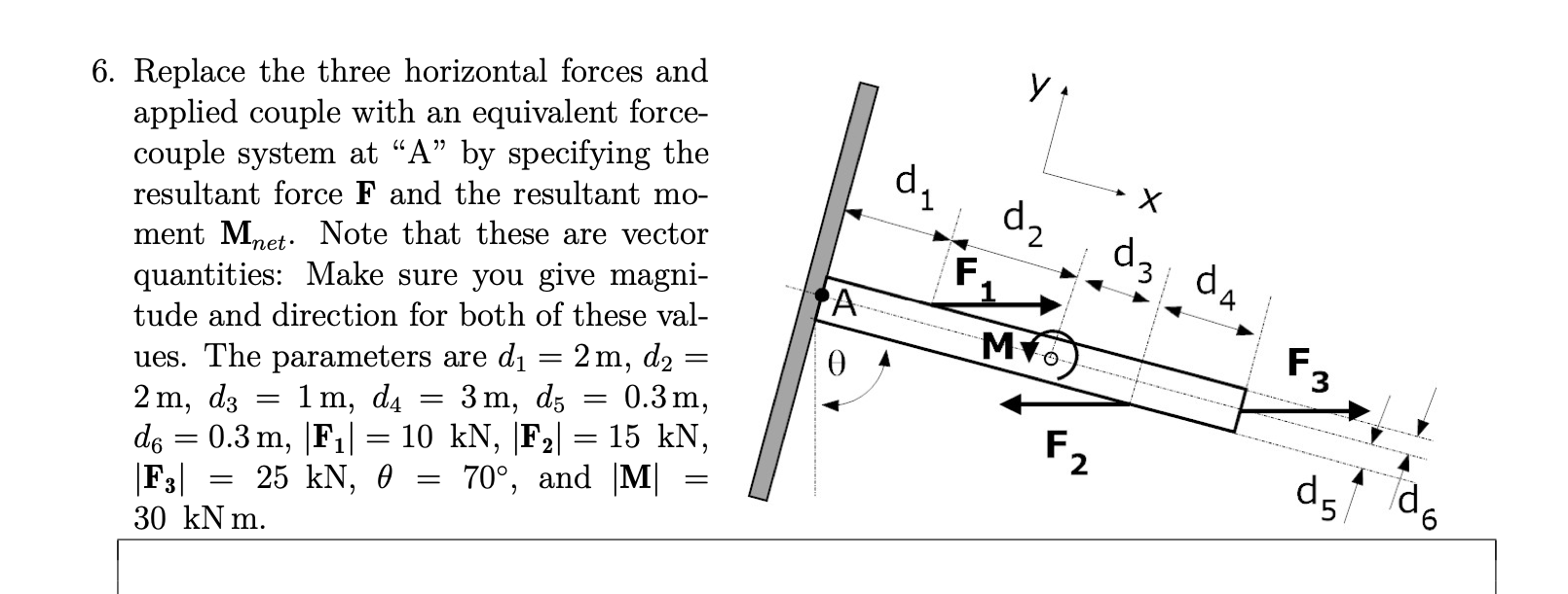 Solved Replace the three horizontal forces andapplied couple | Chegg.com