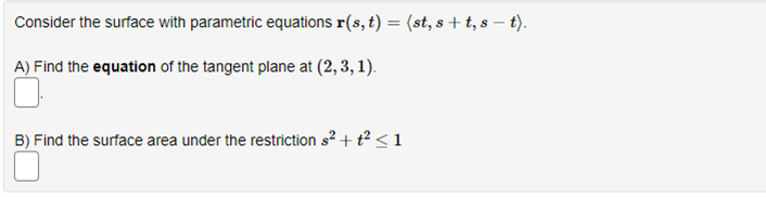Solved Consider the surface with parametric equations | Chegg.com