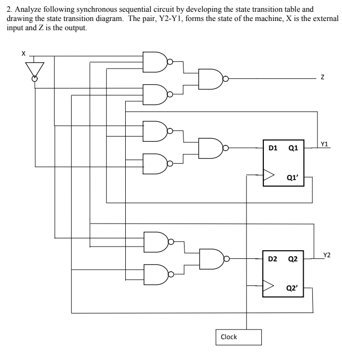2. Analyze following synchronous sequential circuit | Chegg.com
