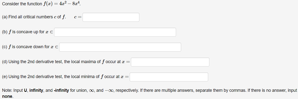 Solved Consider the function f(x)=4(x−2)2/3. (a) Find all | Chegg.com